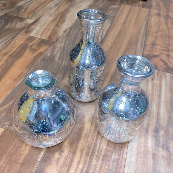Other | Silver Glass Vase Set | Poshmark